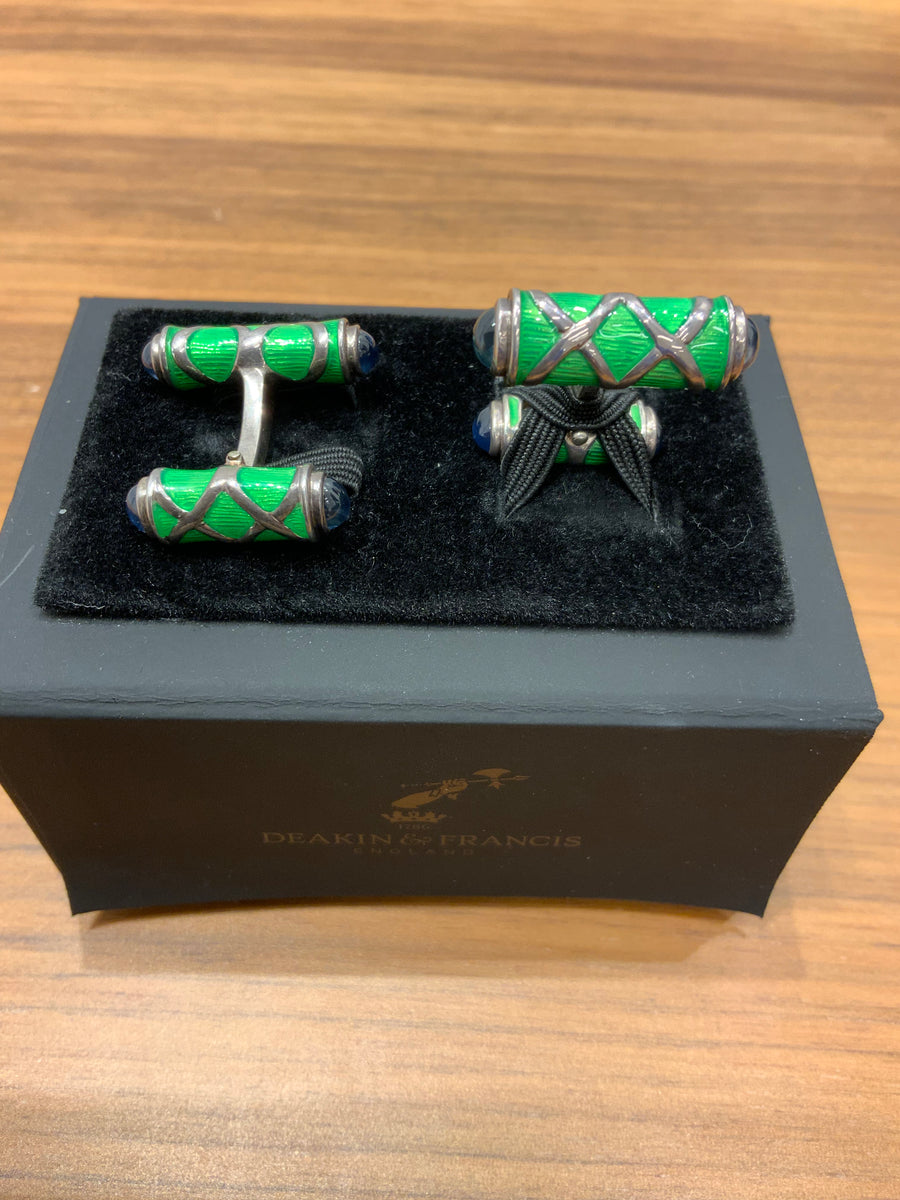 Sterling Silver Green Cross Hatch with Sapphire Ends – The Rare Room